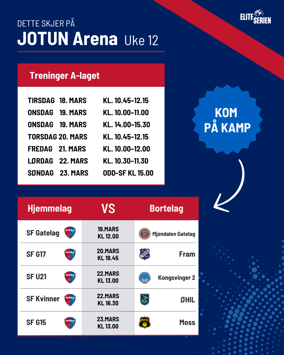 Dette skjer på Jotun Arena i uke 12 / Sandefjord